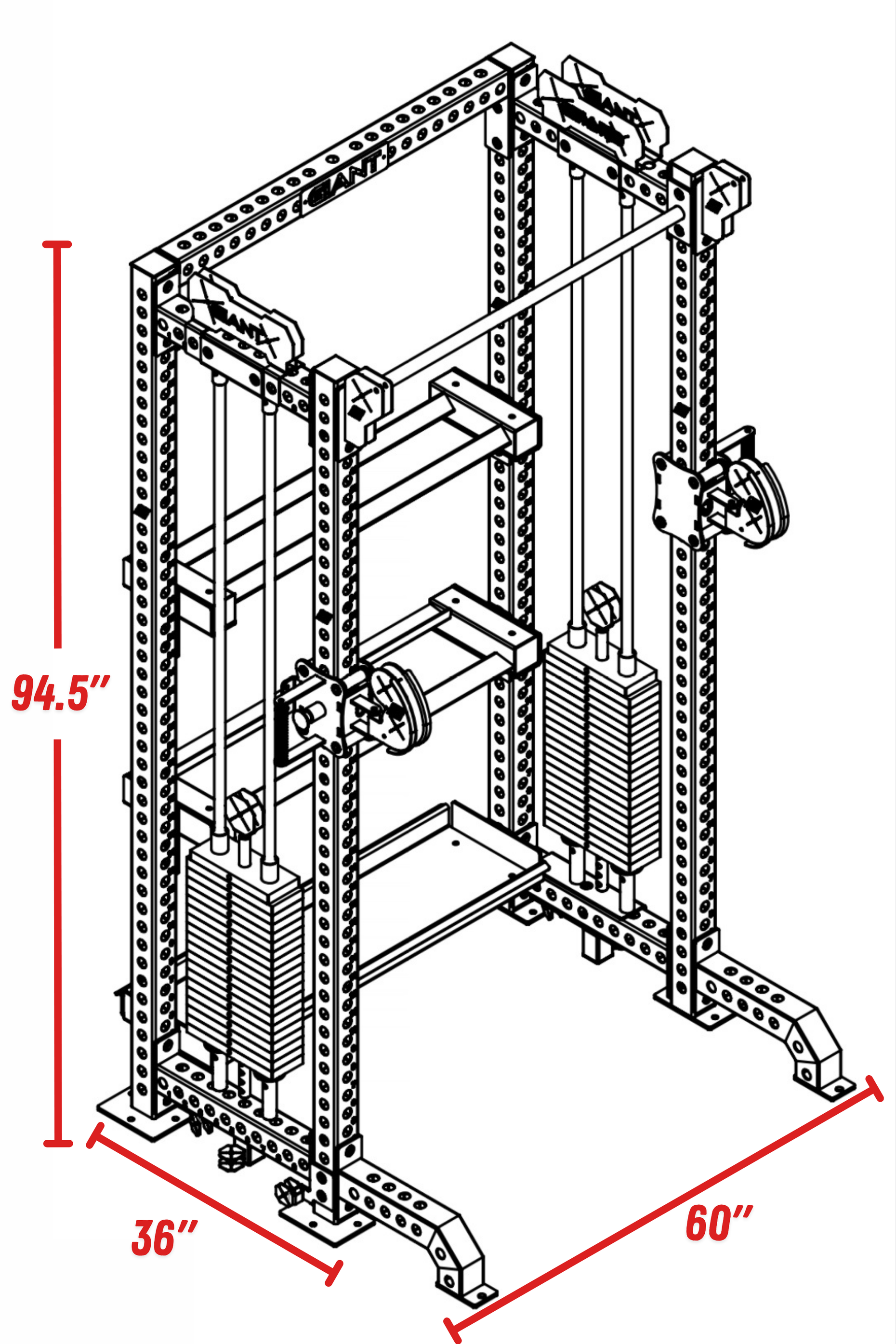 GIANT BD3X Axis 4-Post - Half Rack Functional Trainer (Tall) – Giant ...