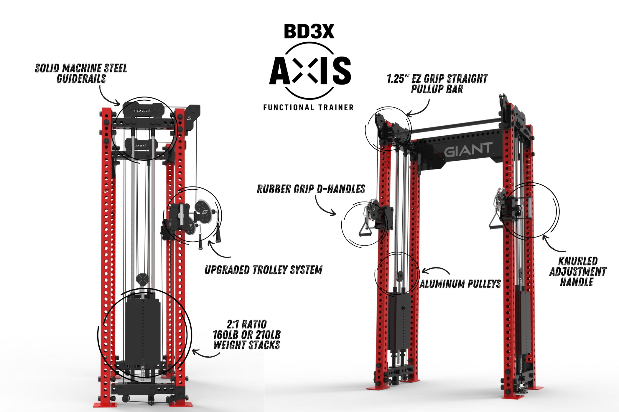GIANT BD3X Axis 4-Post - Half Rack Functional Trainer Bundle (Tall) – Giant Lifting